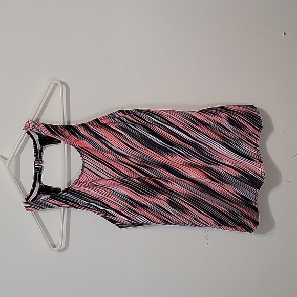 Holipick Swim Holipick Pink White Black Stripe Tankini Swimsuit Top